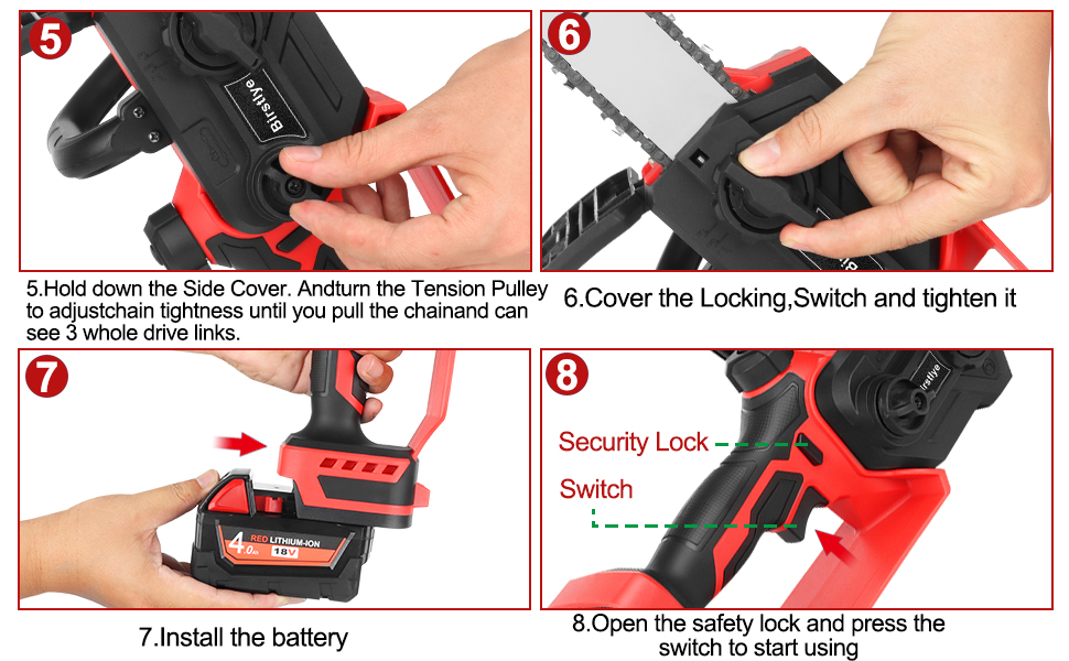 Amazon.com : Mini Electric Chainsaw Cordless Compatible for Milwaukee M18 18V Battery (Chainsaw ...