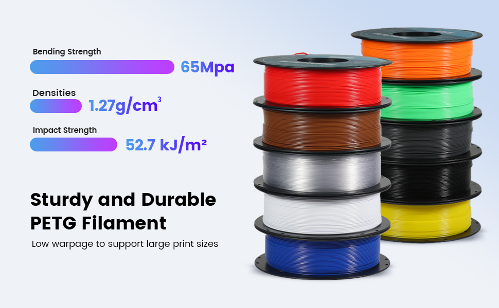 PEAKACE - Filamento PETG de 1,75 mm, filamento de impresora 3D, filamento de 1 kg (2.2 libras ...
