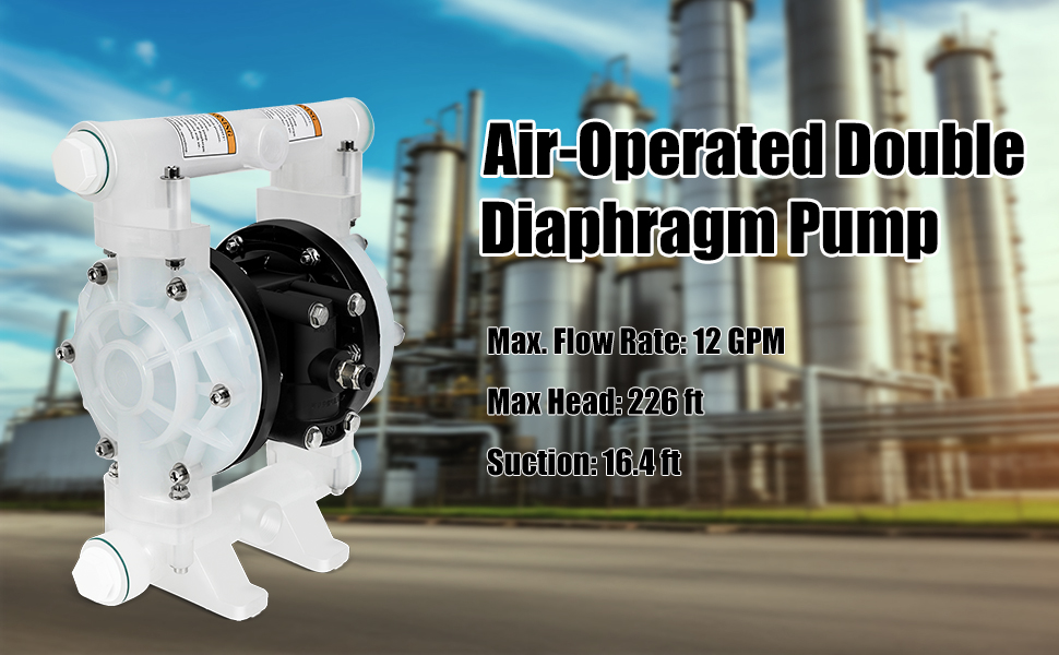 Amazon.com: Air Operated Double Diaphragm Pump, 12 GPM Dual Diaphragm Air Pump Pneumatic Waste ...