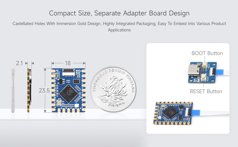 Amazon.com: Waveshare RP2040-Tiny Development Board, Raspberry Pi Microcontroller Development ...