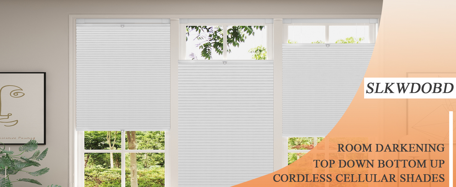 Amazon.com: No Drill Top Down Bottom Up Cellular Shades Cordless, No ...