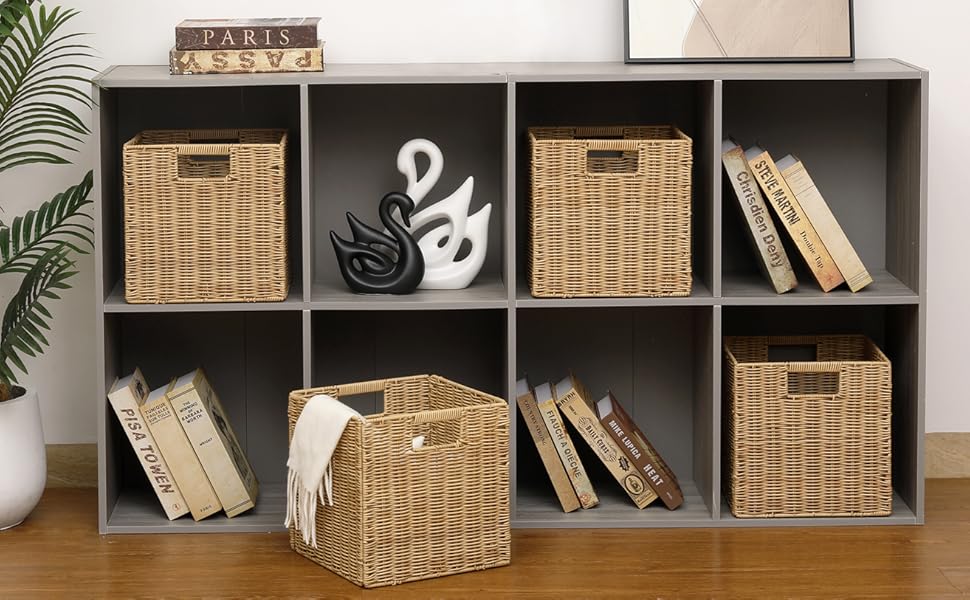 Amazon.com - 10.5 x 10.5 in Plastic Wicker Baskets for Cube Storage ...