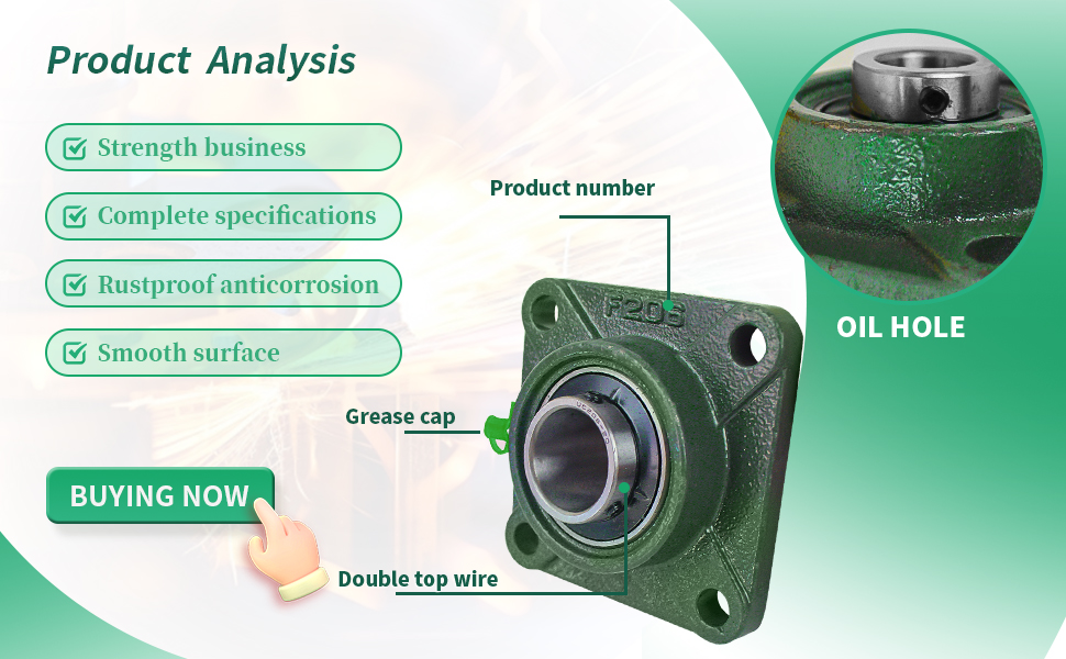 Grewirifc UCF206-20 Pillow Block Bearings (2 Pack) - 1 1/4 inch Bore, 4 Bolt Flange Mounted ...