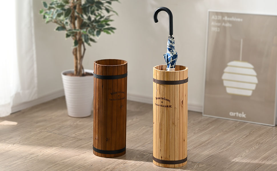 Amazon｜ワイエムワールド 傘立て アンブレラスタンド 木製 玄関 スリム ナチュラル 48-100061｜傘立て オンライン通販