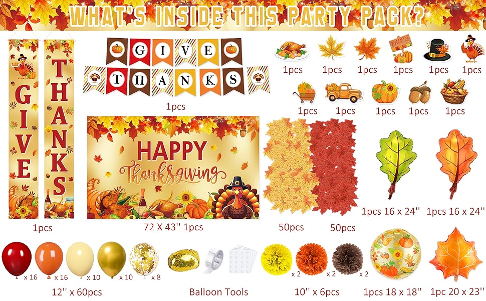 Amazon.com: Thanksgiving Party Decorations - GIVE THANKS Banner ...