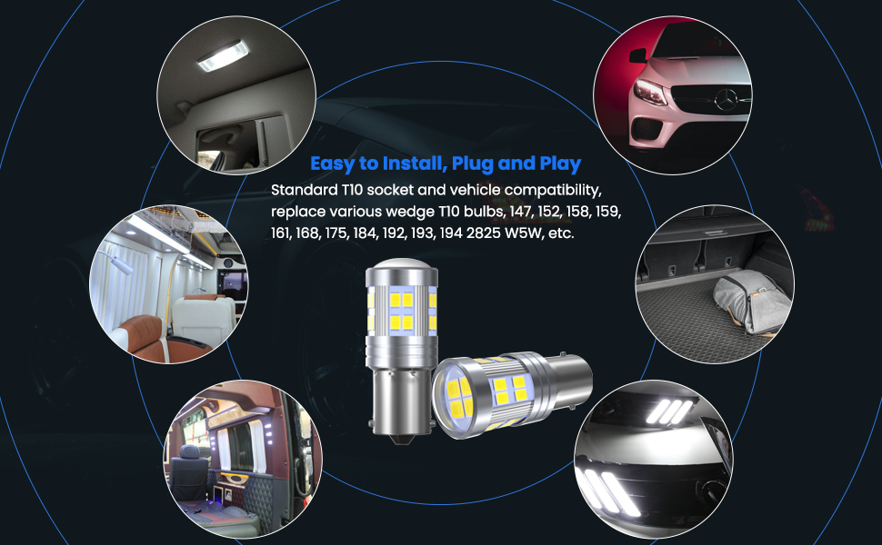 DoRight Ampoules LED P21w 1156 Ba15s 6000K Blanc 6W Super Lumineuses 24 ...