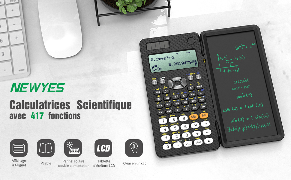 NEWYES calculatrice scientifique avec tablette d'écriture, 417 ...