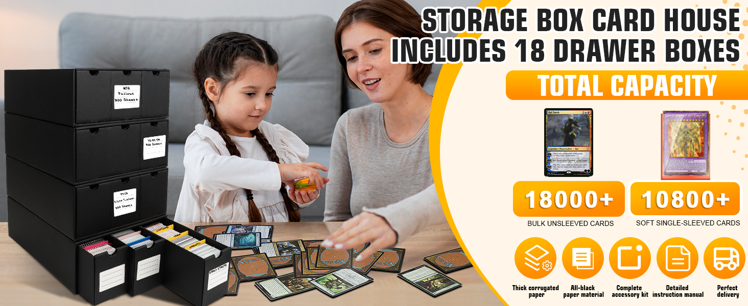 Amazon.com: QLOUNI Trading Card Storage Box, Includes 18-600 CT Boxes & 60 Card Dividers ...