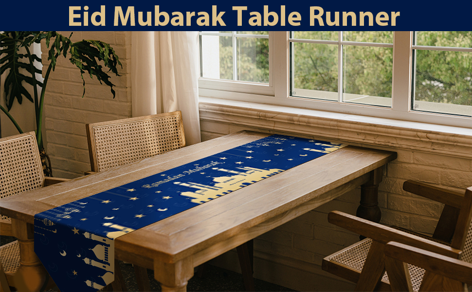 2 PCS Eid Mubarak Table Runner with Tassels - Ramadan Mosque Tablecloth ...