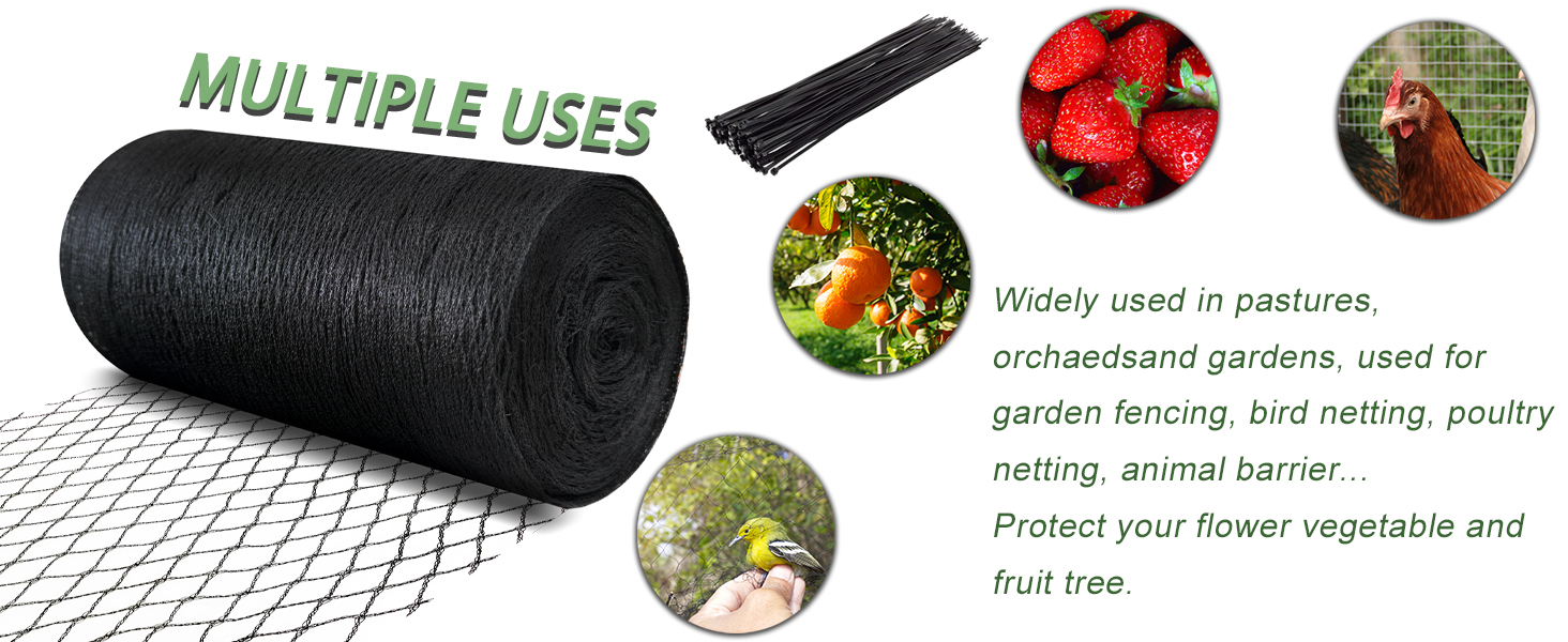 Amazon.com : Hortifan Bird Netting，25 x 25 FT Garden Netting Bird Net for Chicken Coop, Poultry ...