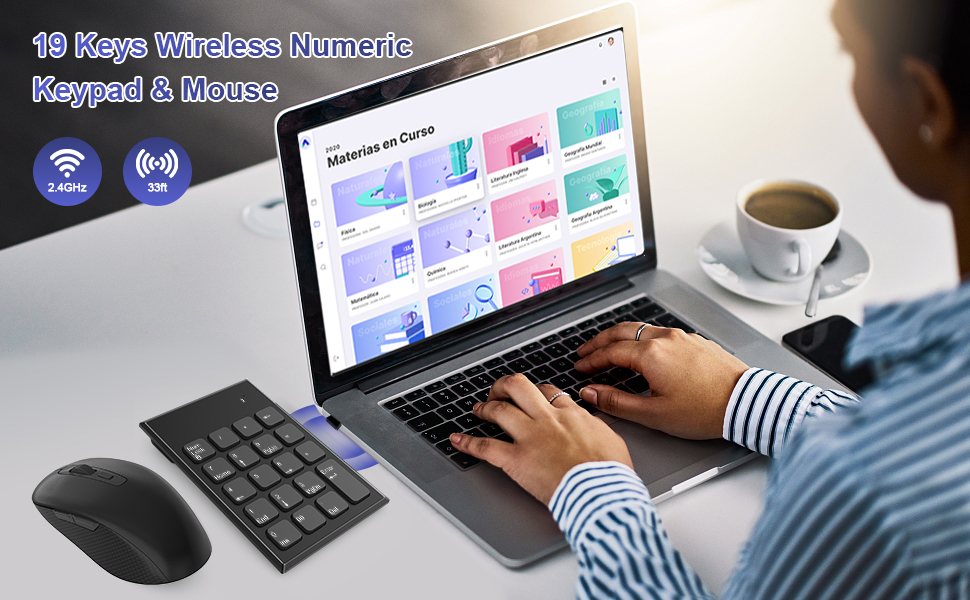 Amazon.com: Wireless Number Pad and Mouse Combo 2.4G 19 Keys USB ...