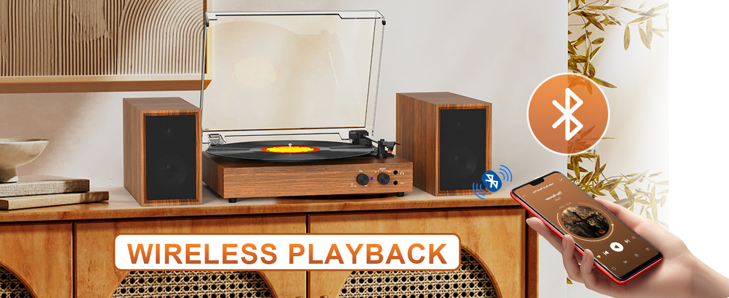 Amazon.com: Vinyl Record Player with External Stereo Speakers, Vintage ...