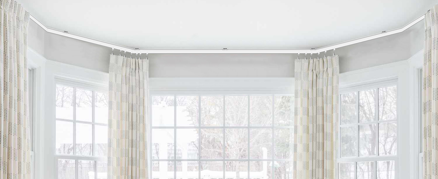 Bendable Ceiling Curtain Track for Bay Window, 20FT/6M Flexible Curved Curtain Rail Ceiling Wall ...