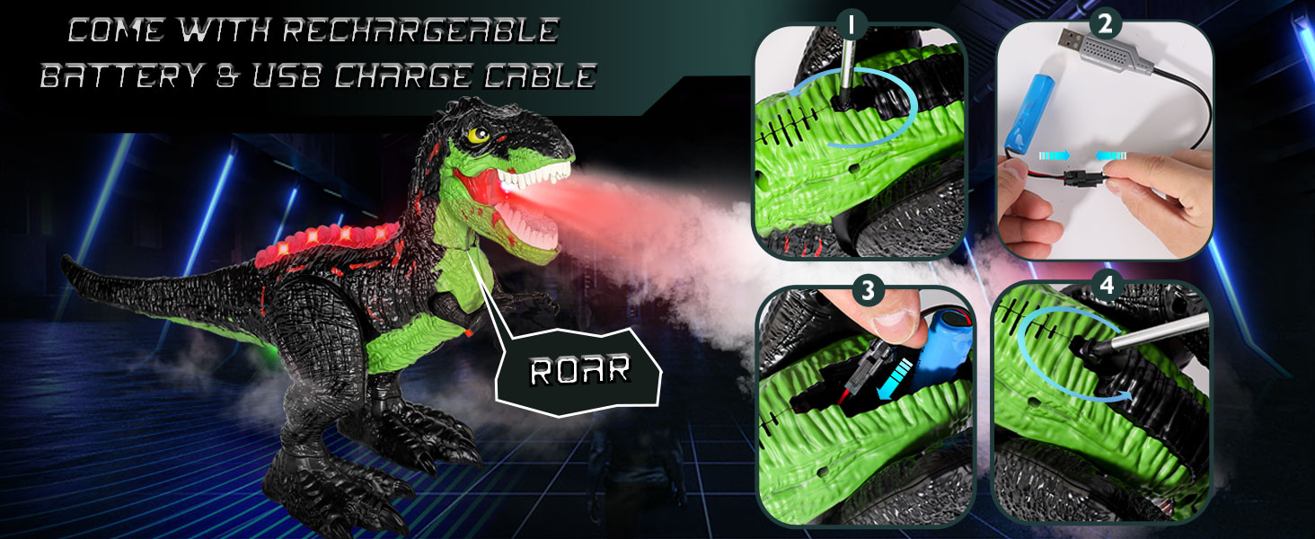 Amazon.com: FANURY Remote Control Dinosaur Toys for Kids 3-5 5-7, 2.4G RC Walking T-rex with 360 ...