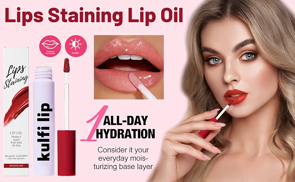 Amazon.com : Staining Oil, Lips Staining Lip Oil, Both an Oil and a Stain, Lip Tint Lips Oil ...