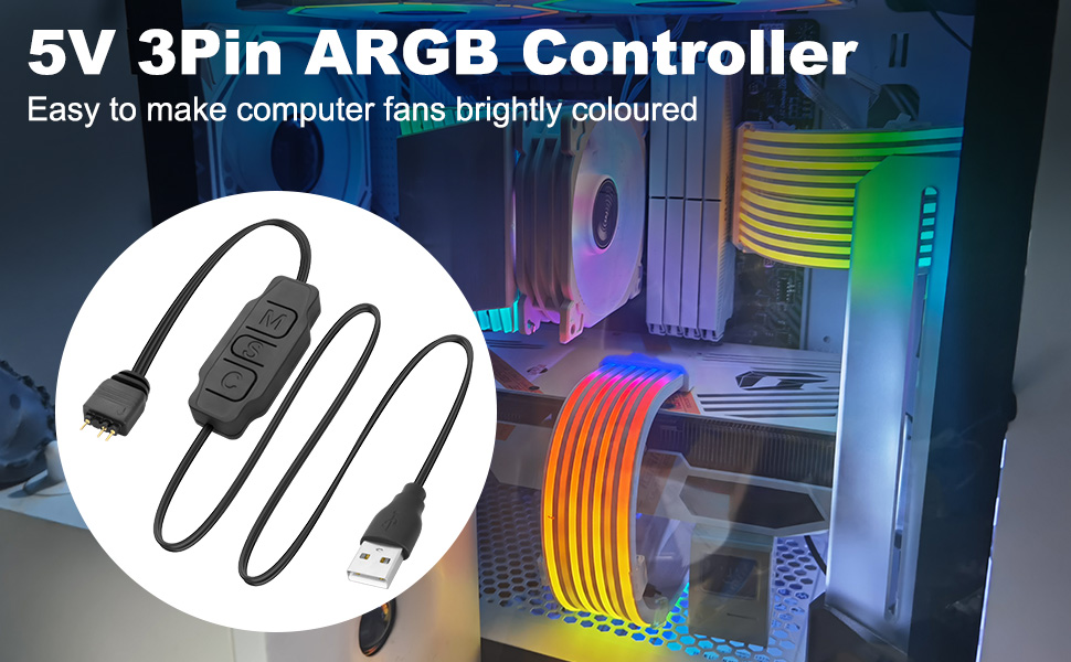 Amazon.com: XMSJSIY 5V 3Pin ARGB Controller USB Power Supply RGB PC Fan ...