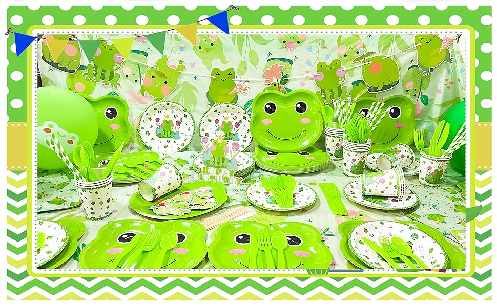 Amazon.com: Frog Birthday Party Decorations Disposable Party Decoration ...
