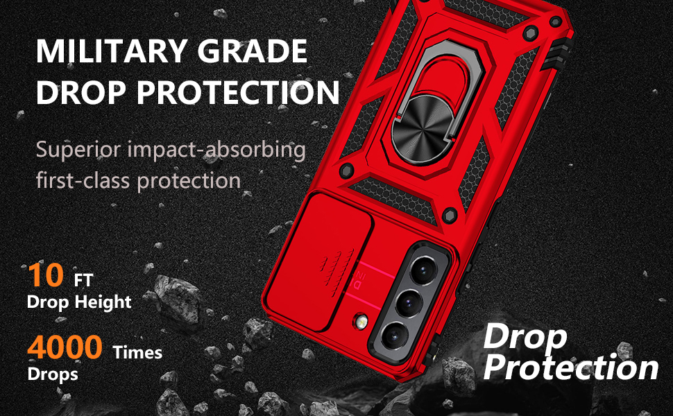 Amazon.com: KOBBRAN Military Grade Galaxy S22 Plus Case With Kickstand, Slide Camera Cover ...