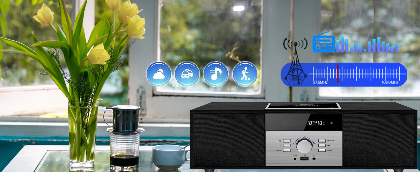 Amazon.com: Nostalgic Bluetooth Stereo System for Home, WISCENT Vintage ...