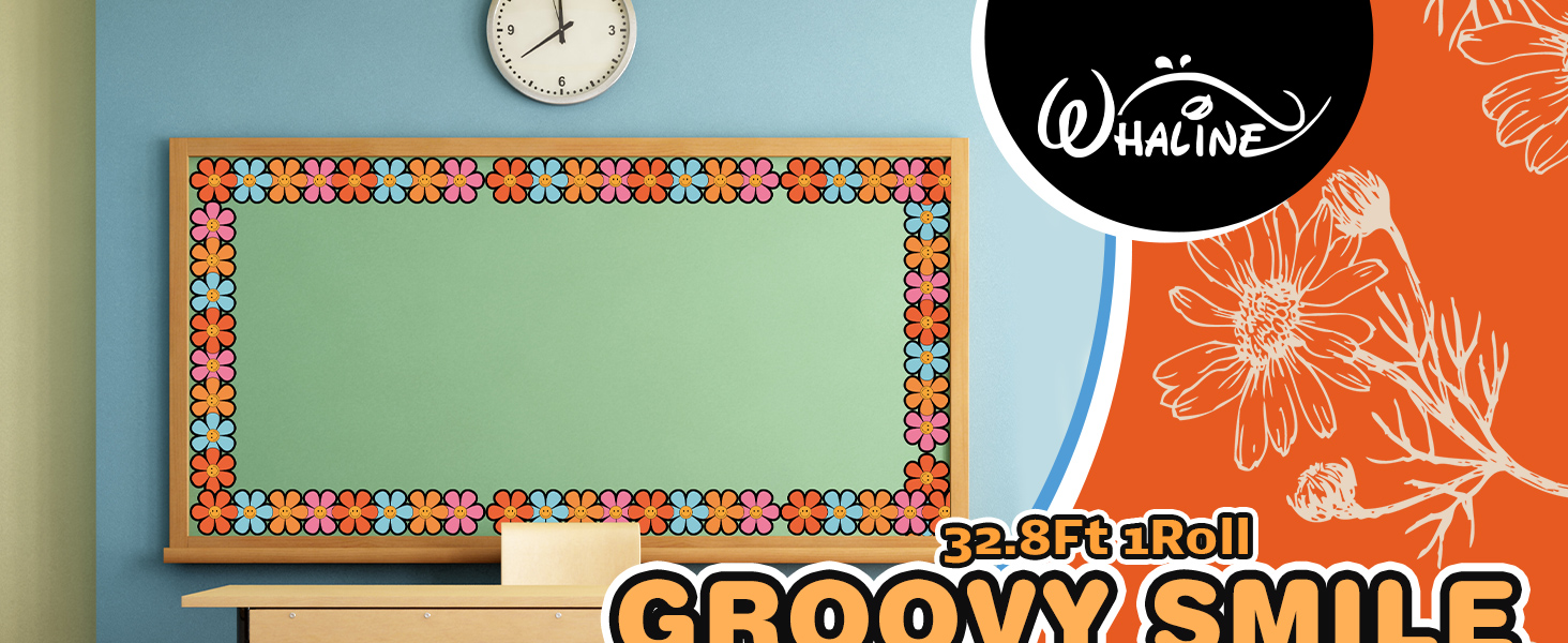Amazon.com: Whaline 32.8Ft Groovy Smile Daisy Flower Bulletin Board ...
