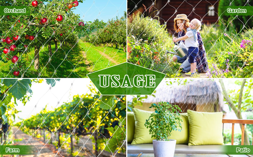 VASLON Anti Bird Netting 33 x 16 Ft Nylon Anti Bird Mesh Net Reusable Protective Garden Netting ...