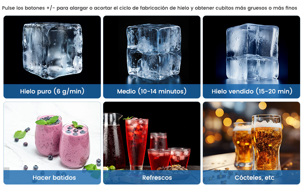 YOMYM Máquina de Hielo Comercial, Fabricación de Hielo Las 24 Horas 23~25Kg, Fabricación de ...