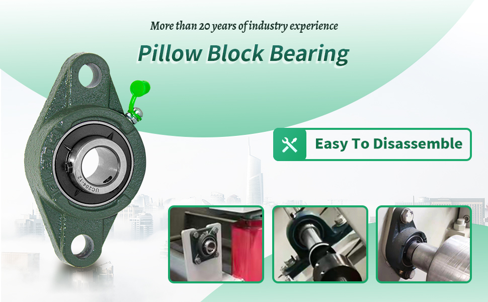 Grewirifc UCFL204-12 Pillow Block Bearings (2 Pack) - 3/4 inch Bore, 2 Bolt Flange Mounted ...