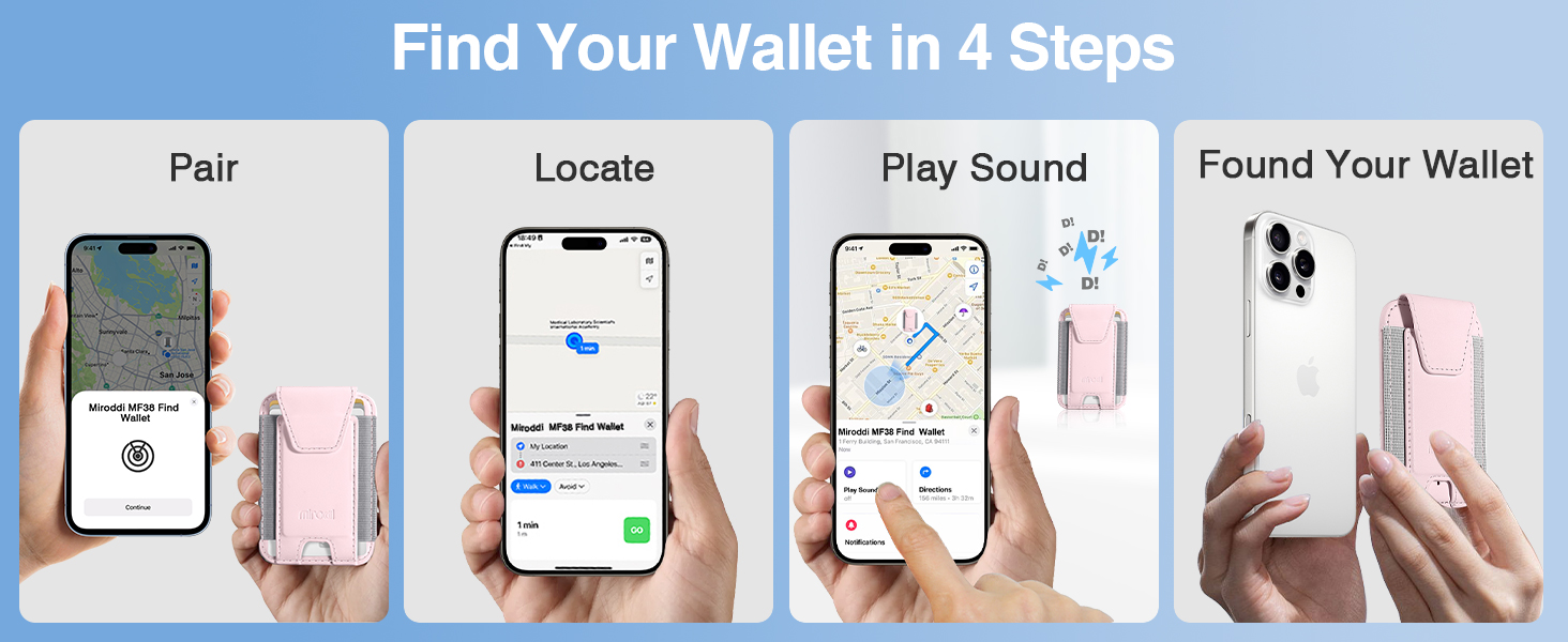 Amazon.com: Miroddi for MagSafe Wallet, Works with Apple Find My, Stronger Magnetic Phone Wallet ...