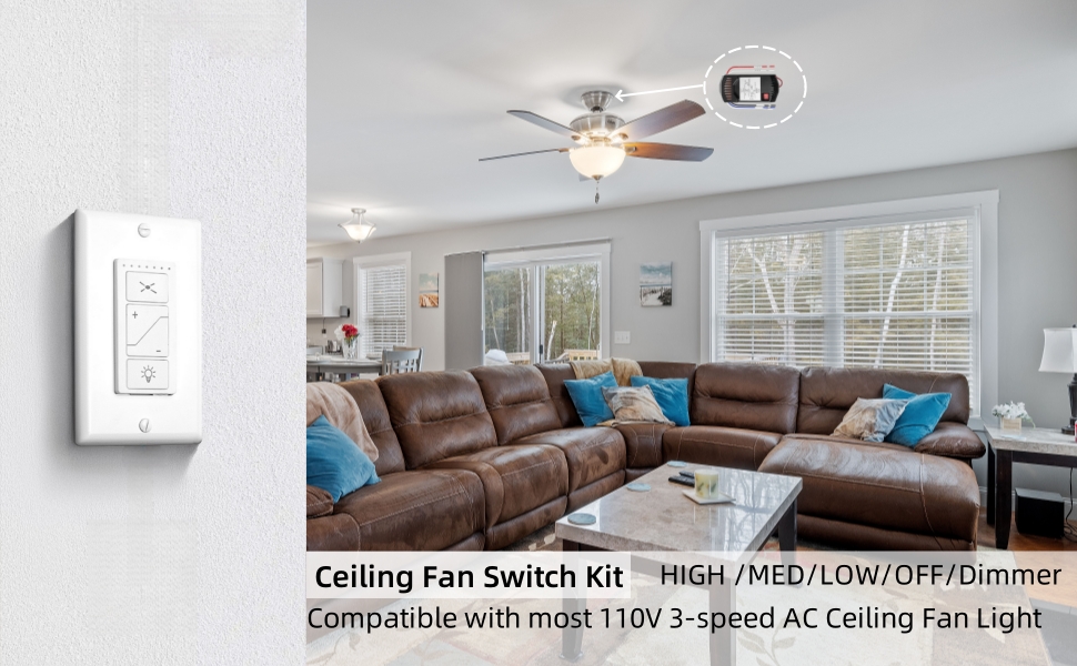 Universal 3 Speed Ceiling Fan Light Switch Control Kit, Upgrated 3 ...
