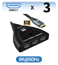 Amazon.com: NEWCARE 8K@60Hz HDMI 2.1 Switch 3 in 1 Out, 4K@120Hz HDMI Splitter Switch Box with 2 ...