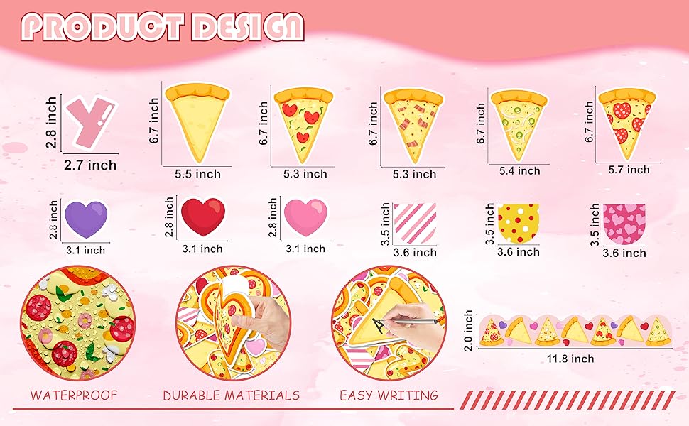 Amazon.com: 142Pcs Valentine's Day Pizza Bulletin Board Classroom ...