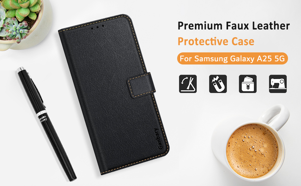Ganbary Compatible with Samsung Galaxy A25 5G Case, Premium PU Leather ...