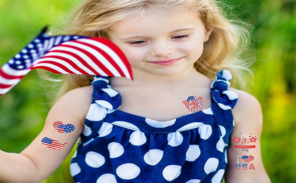 Amazon.com : 4th of July Face Tattoos Decorations Fourth of July Temporary Tattoos Red White ...
