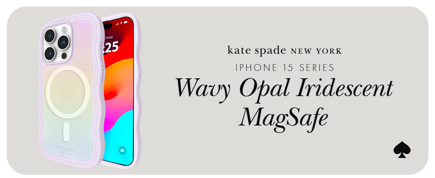 Amazon.com: Kate Spade New York iPhone 15 Pro Case, Compatible with MagSafe - Wavy Iridescent ...