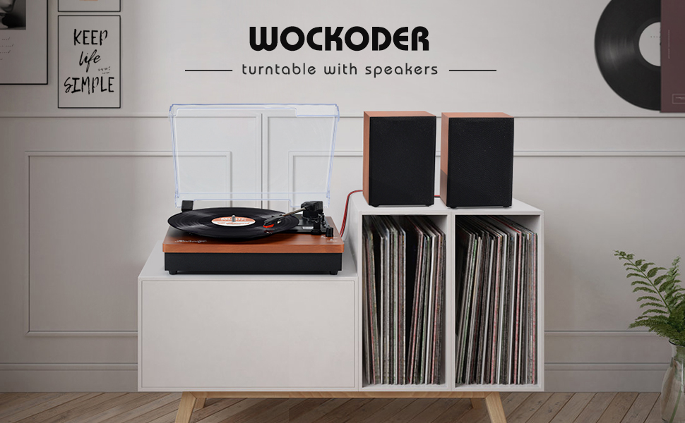 Amazon.com: Turntable with Speakers Vintage Record Player Belt-Drive 3 ...
