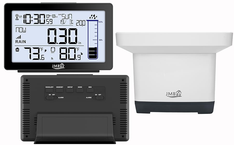 Amazon.com : Digital Rain Gauge Outdoor with Thermometer, Self-Emptying ...