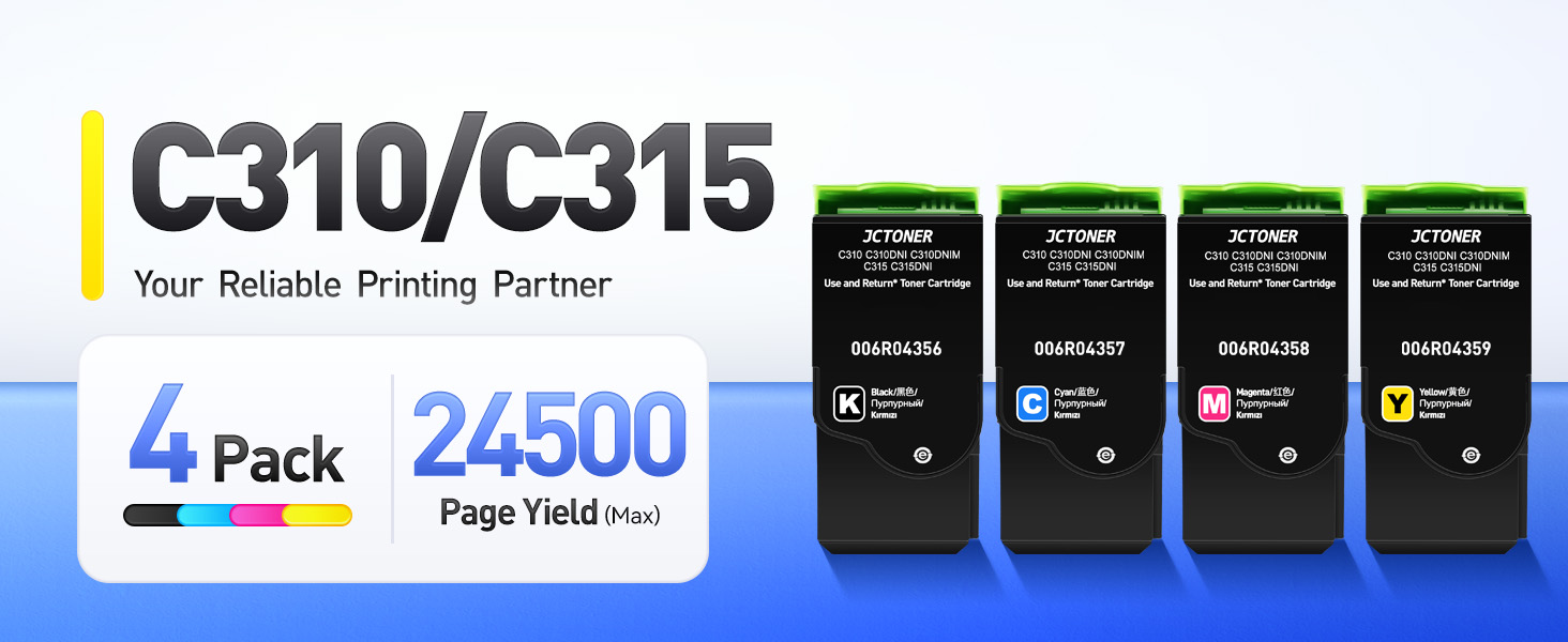 Amazon.com: C310 C315 Toner Cartridge High-Yield 4 Pack 006R04356 006R04357 006R04358 006R04359 ...