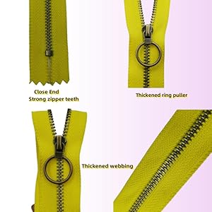 Amazon.com: Wonesifee Metal Zippers 12pcs #3 Antique Brass Close-end Non-Separating Zippers ...