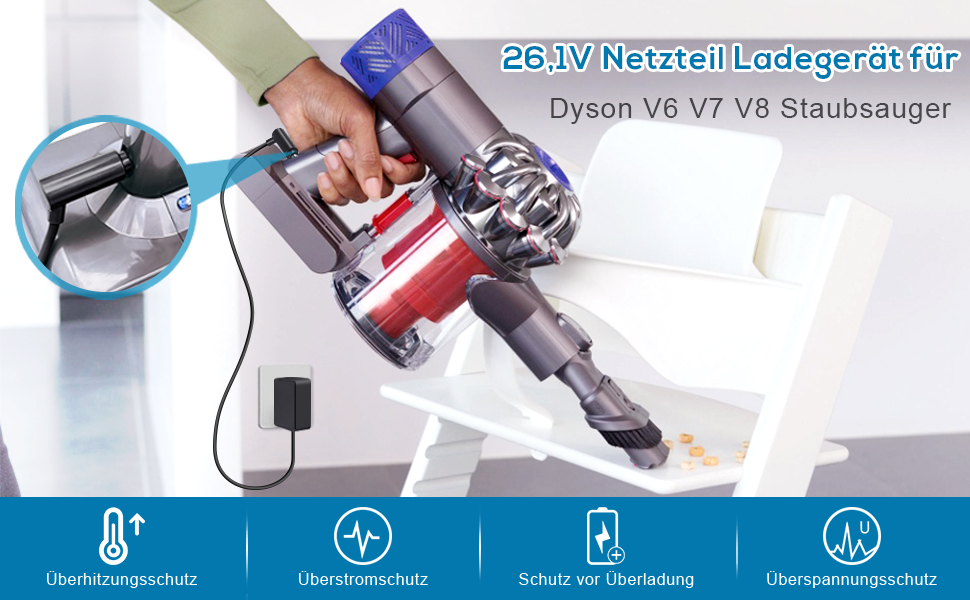 ARyee 26,1V Netzteil Ladegerät Ladekabel für Dyson V6 V7 V8 DC58 DC59 DC60 DC61 DC62 DC72 / SV03 ...