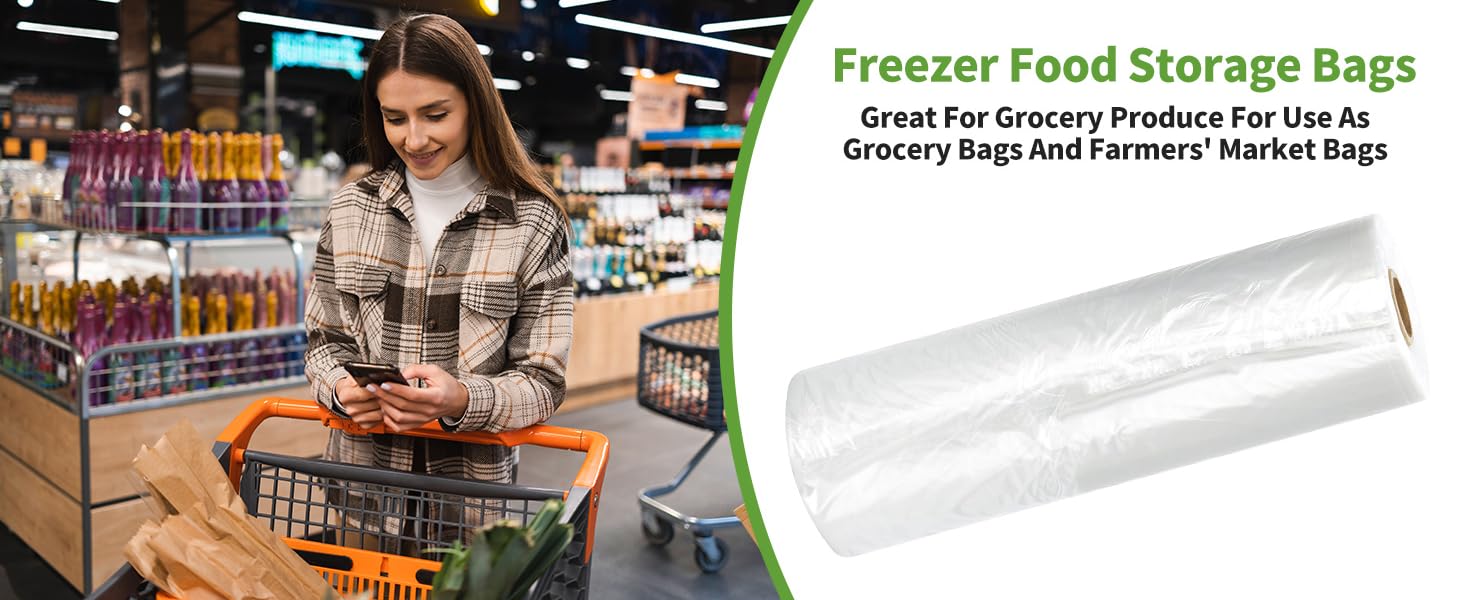 Amazon.com: NefLaca 14" x 20" Reusable Plastic Produce Bags - 350 Bags on a Roll - Food Storage ...