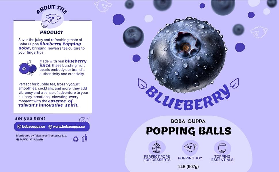 Amazon.com: Boba Cuppa Popping Boba Pearls, Tapioca Bursting Boba for Bubble Tea Party Drink ...
