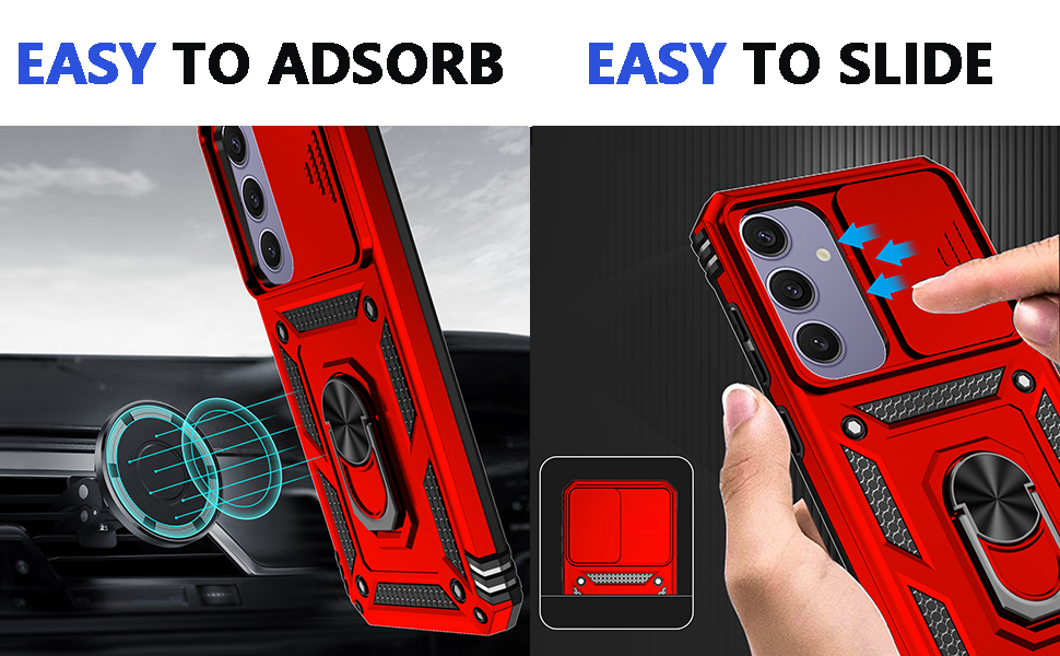 Amazon.com: KEYUJIE for Samsung Galaxy S24 FE Case,with HD Screen Protector,[Slide Camera Cover ...