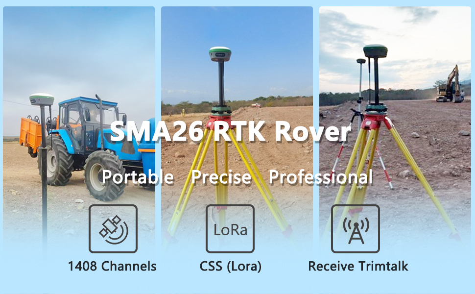 SMA26 RTK ROVER Survey equipment with rover RTK GPS receiver IMU Tilt Land Surveying 2.5cm ...