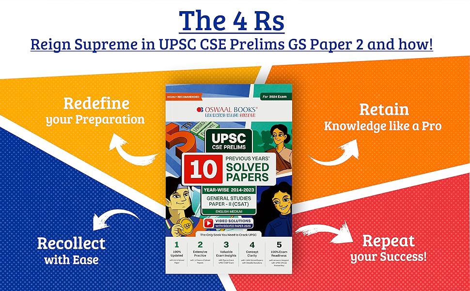 Buy Oswaal UPSC CSE Prelims 10 Previous Years Solved Papers Year-Wise (2014-2023) General ...