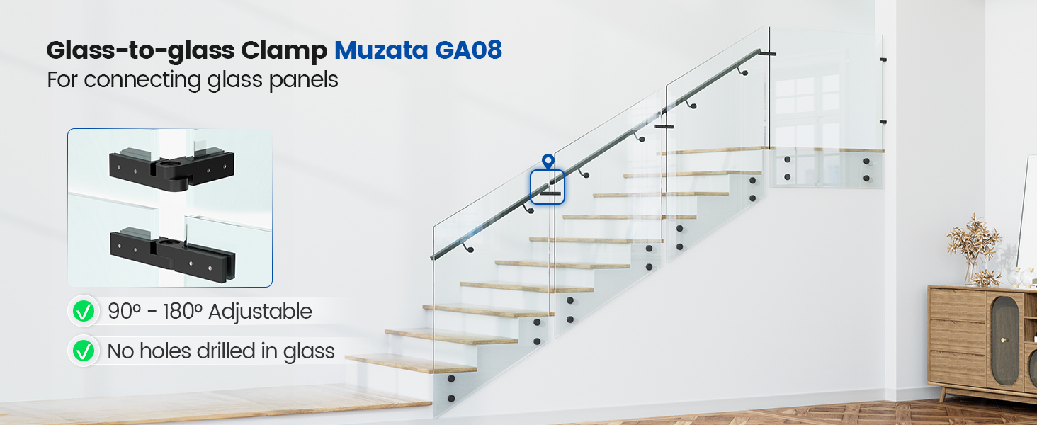 Muzata Lot de 2 colliers de serrage réglables en verre noir (90°-180°) pour clôture de ...