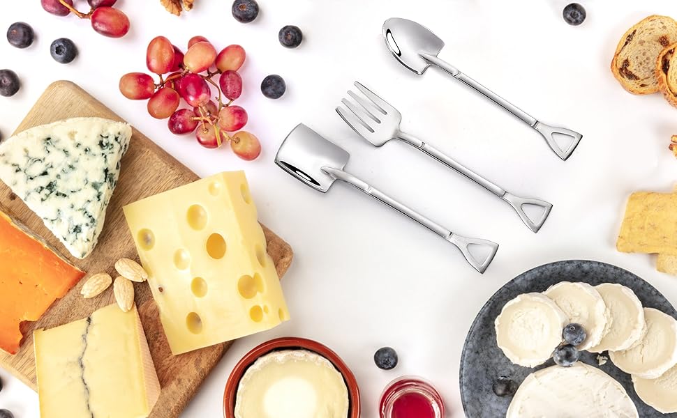 Amazon.com | Suwimut 24 Pieces Mini Shovel Spoons and Forks Set for Desserts, Include 8 Shovel ...