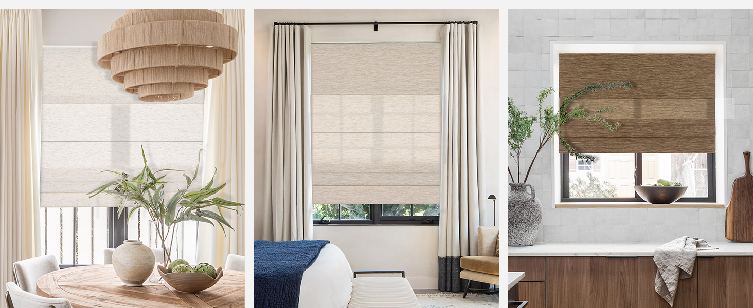 Amazon.com: Persilux No Drill No Tools Light Filtering Roman Shades for ...