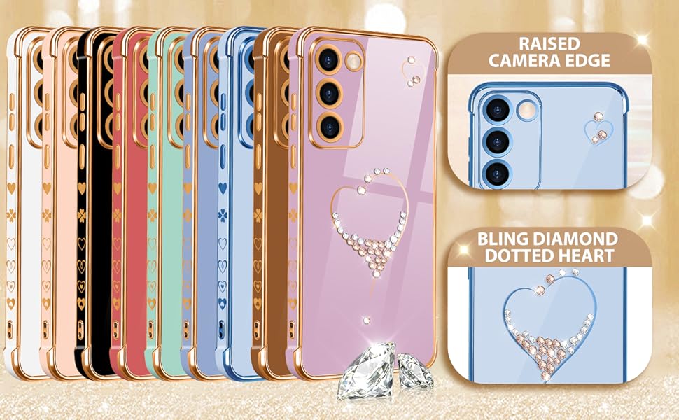 Amazon.com: Petitian for Samsung Galaxy S23 Plus Case, Cute Women Girls Bling Glitter Heart ...