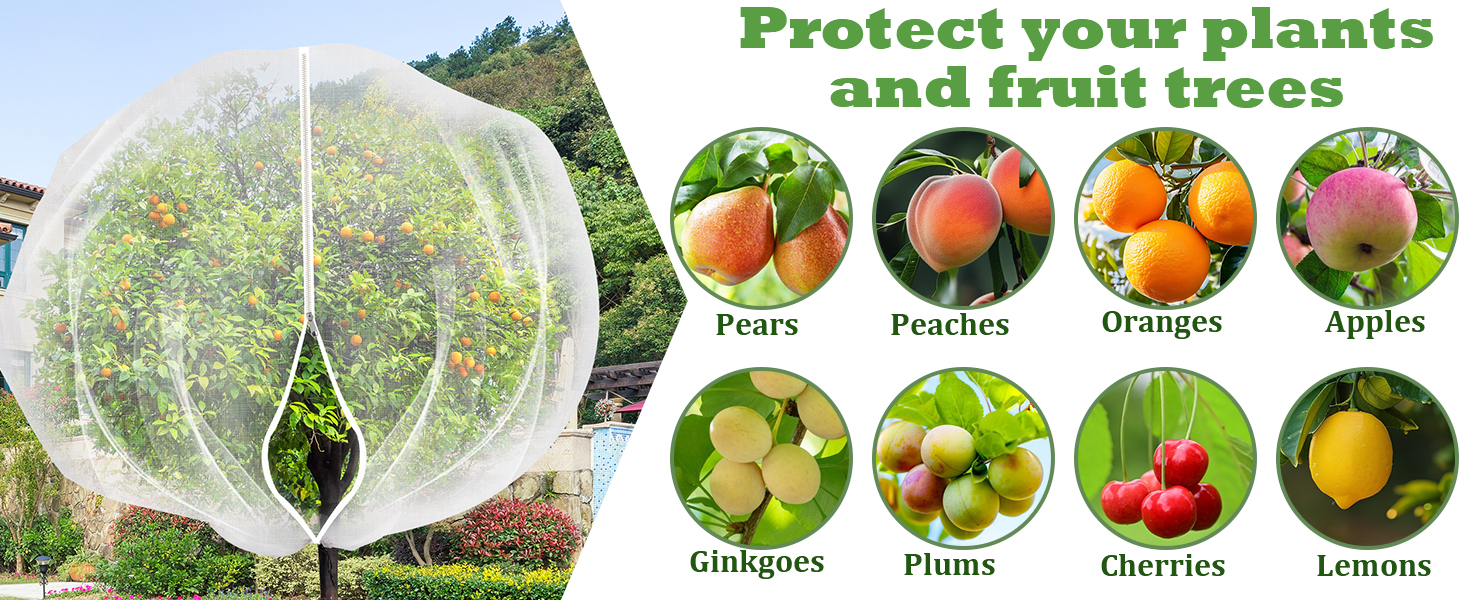 Amazon.com : 7.8 x 7.8 ft Large Fruits Tree Netting Cover with Zipper and Drawstring,Garden ...