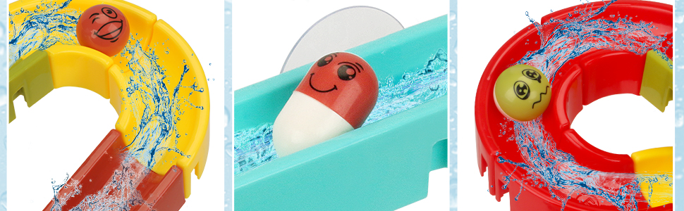 Amazon.co.jp: JoyGrow お風呂 おもちゃ 水遊びおもちゃ 水車 アヒル 赤ちゃん 子供 お風呂用おもちゃ スライダー 38点セット DIY 組み合わせ 強力吸盤付き ...